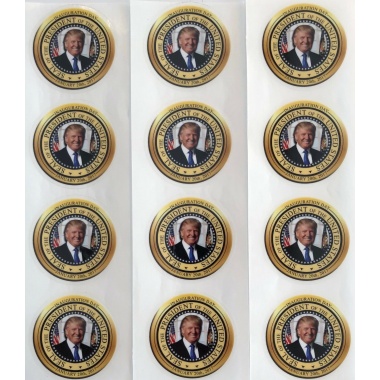 President Donald Trump...Round...Decals..On Heavy Duty Vinyl.... Lot of 12